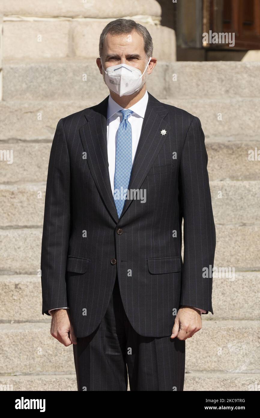 King Felipe VI of Spain arrives to attend a ceremony marking the 40th ...