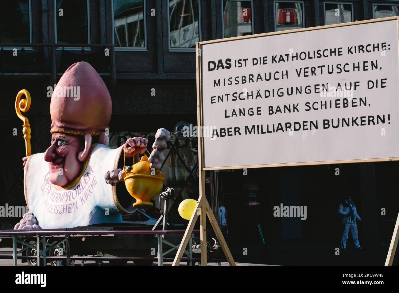 general view of the Jacques Tilly designed carnival floats is installed ...