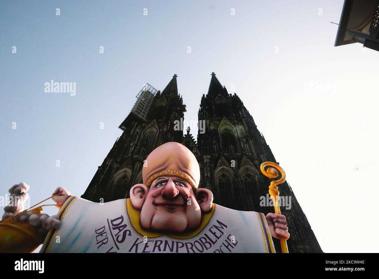 general view of the Jacques Tilly designed carnival floats is installed ...