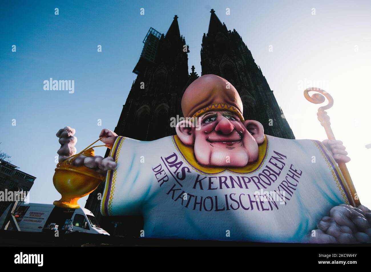 general view of the Jacques Tilly designed carnival floats is installed ...