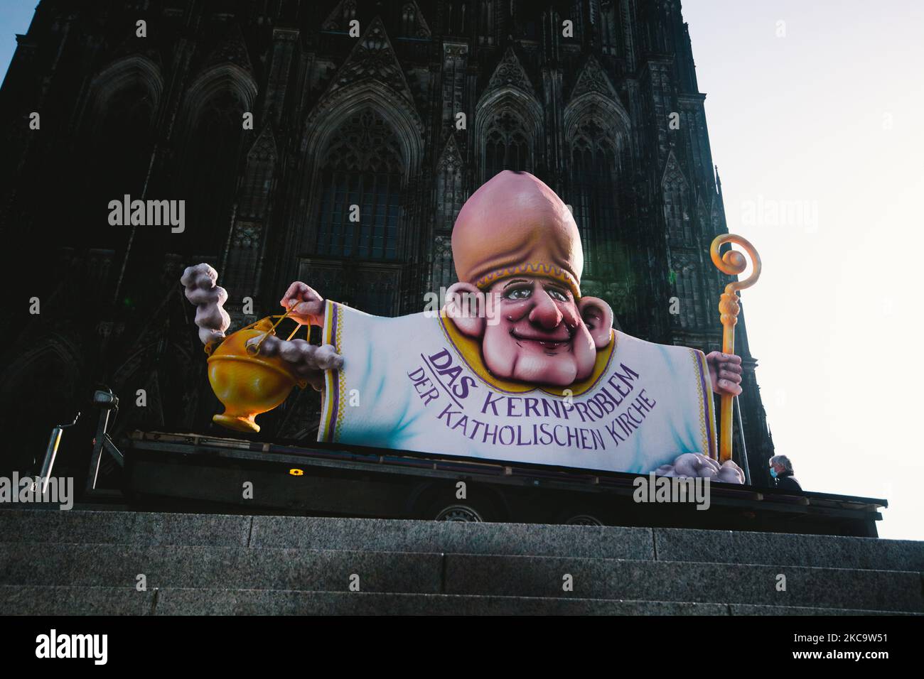 general view of the Jacques Tilly designed carnival floats is installed ...