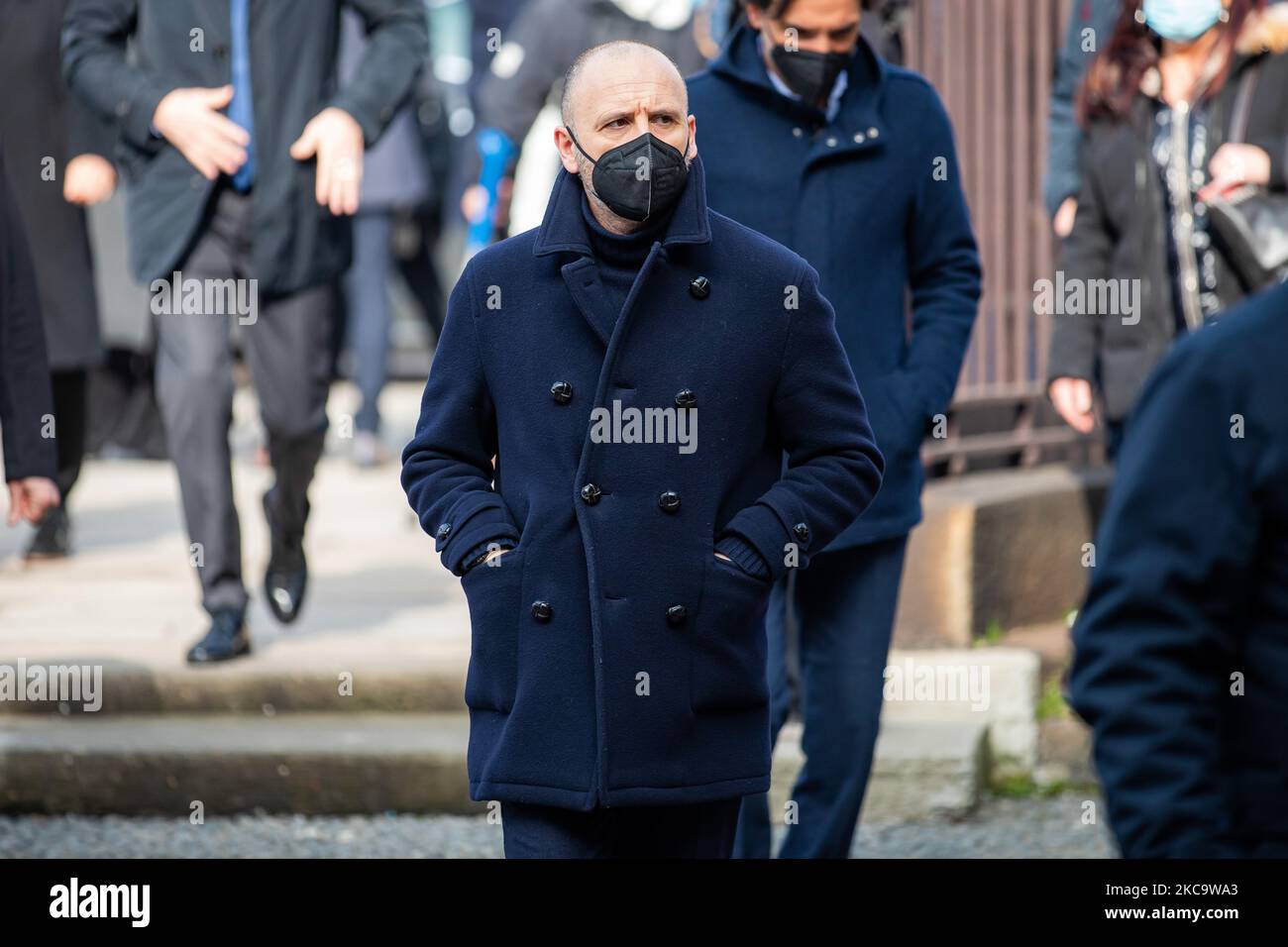 Piero Ausilio is seen at Mauro Bellugi Funeral at Basilica of Sant ...