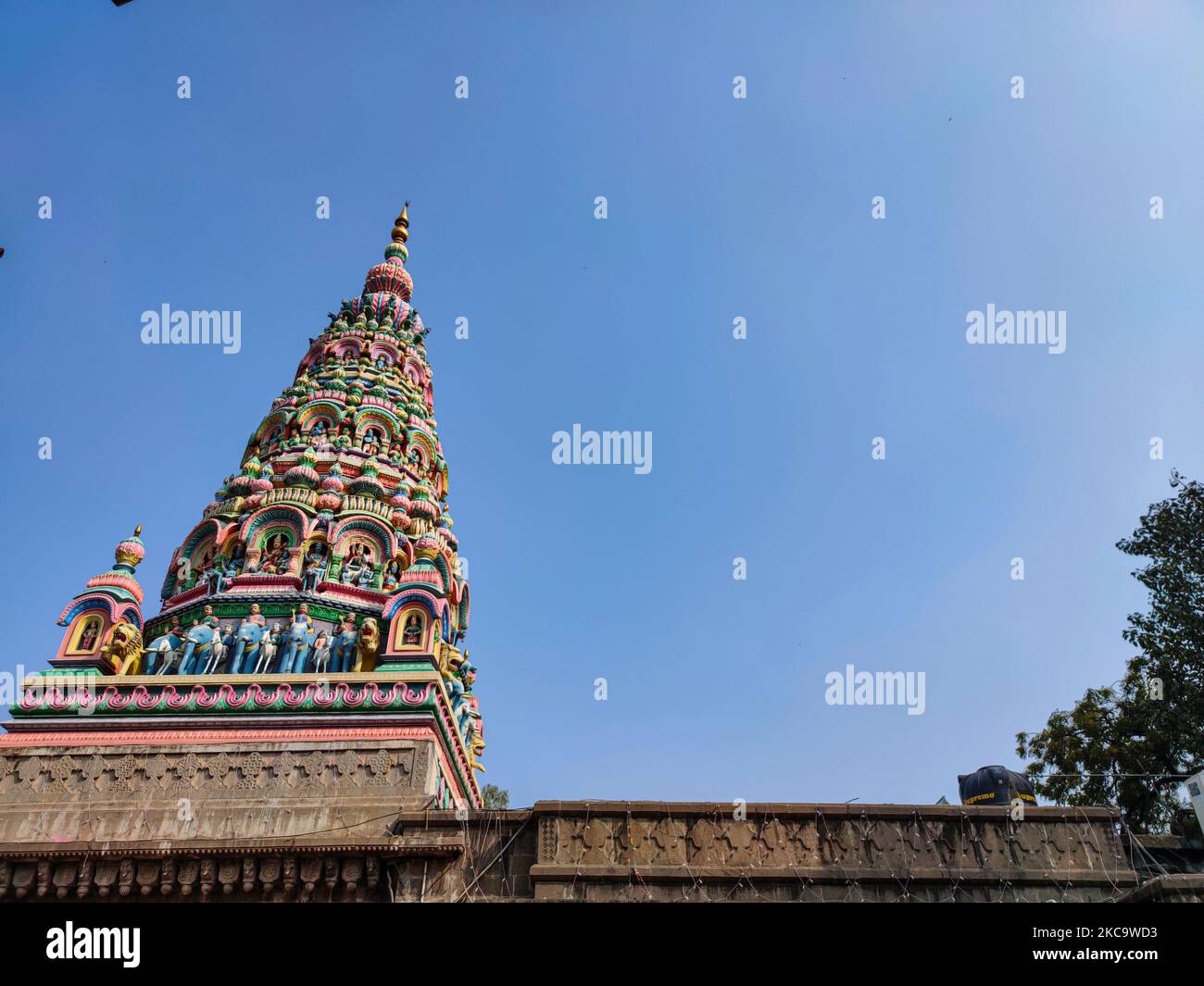 A dravidian style temple tower in Tuljapur Stock Photo - Alamy