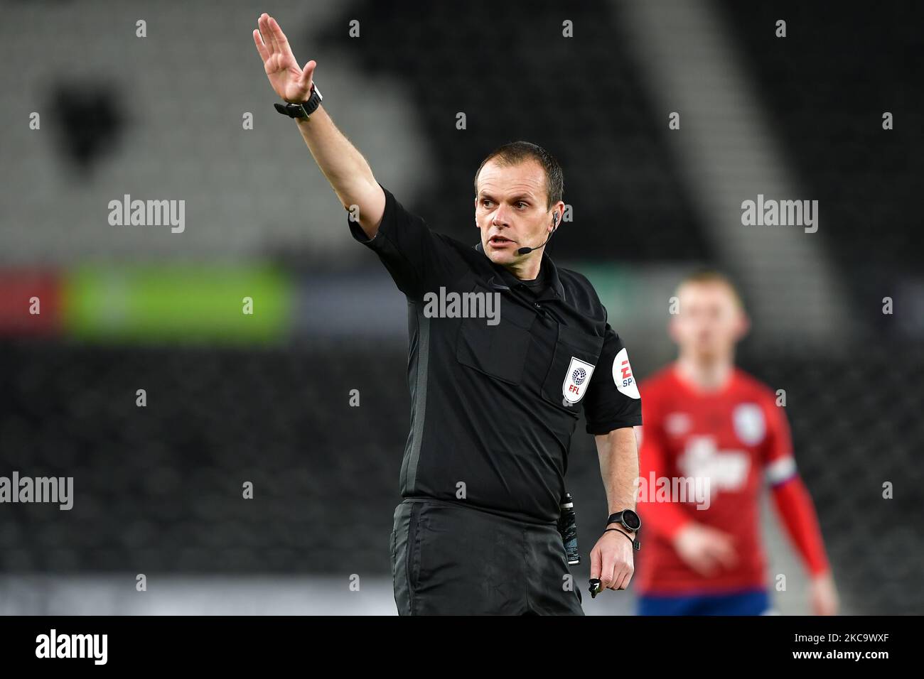 Referee, Geoff Eltringham during the Sky Bet Championship match between ...