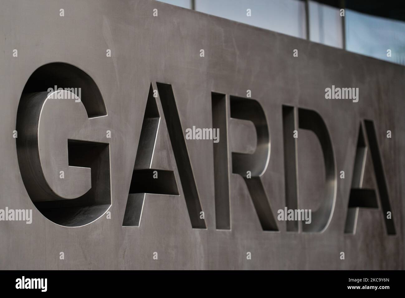 A Garda sign seen outside Kevin Street District Garda Station in Dublin ...