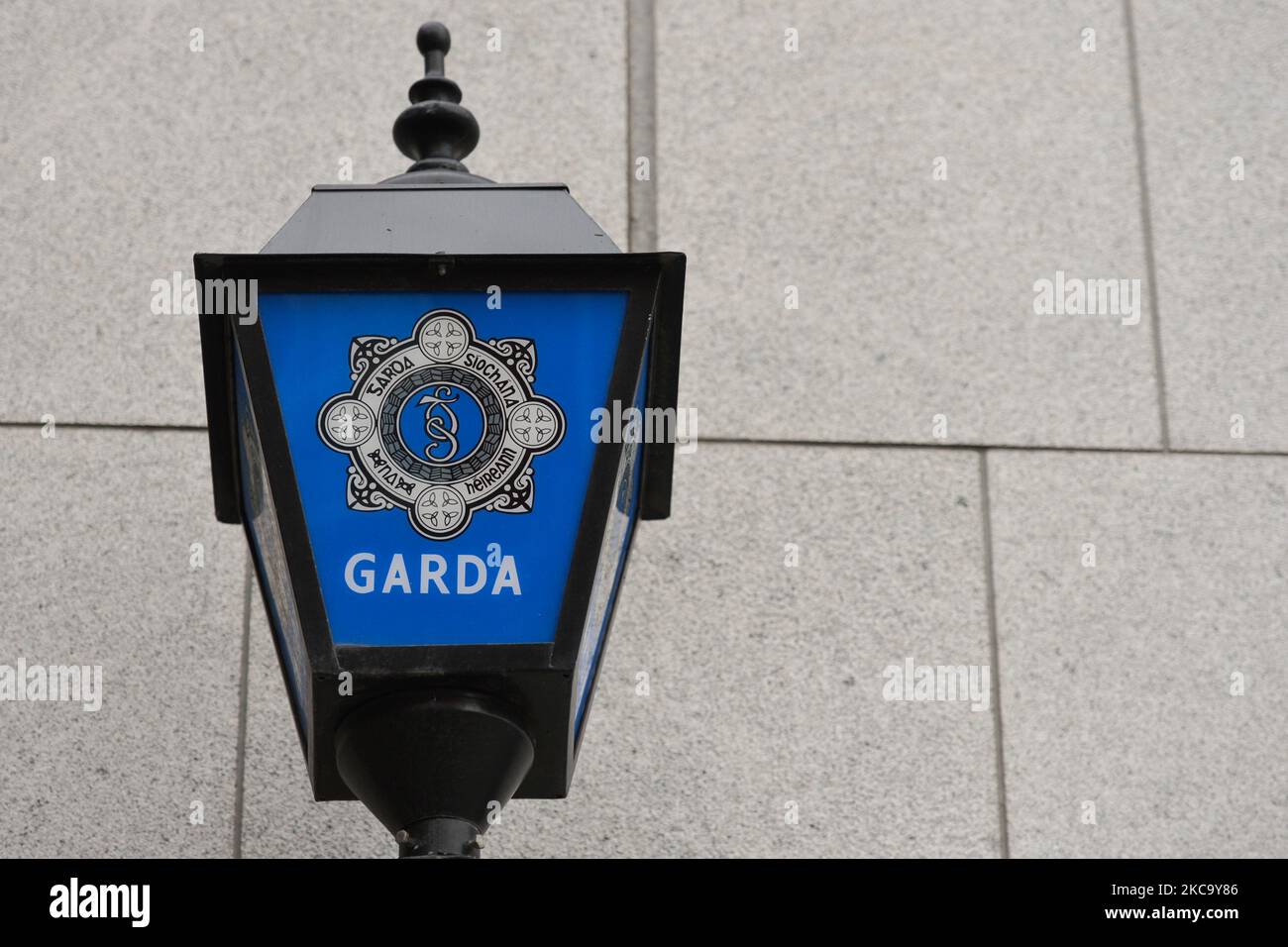 A Garda Lamp with a Garda Siochana logo seen outside Kevin Street ...