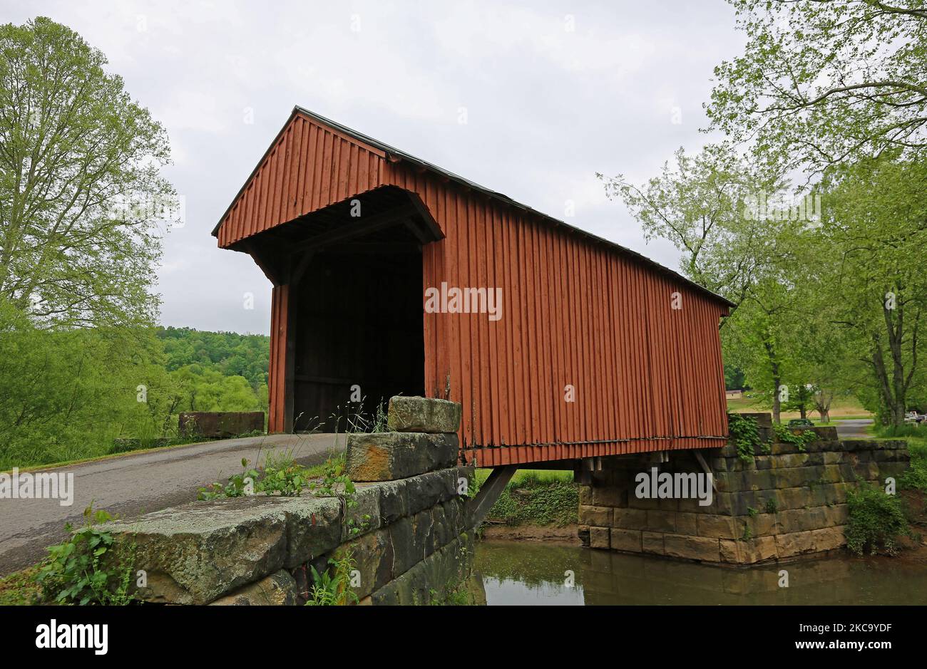 Side view at Walkersville covered bridge - West Virginia Stock Photo ...