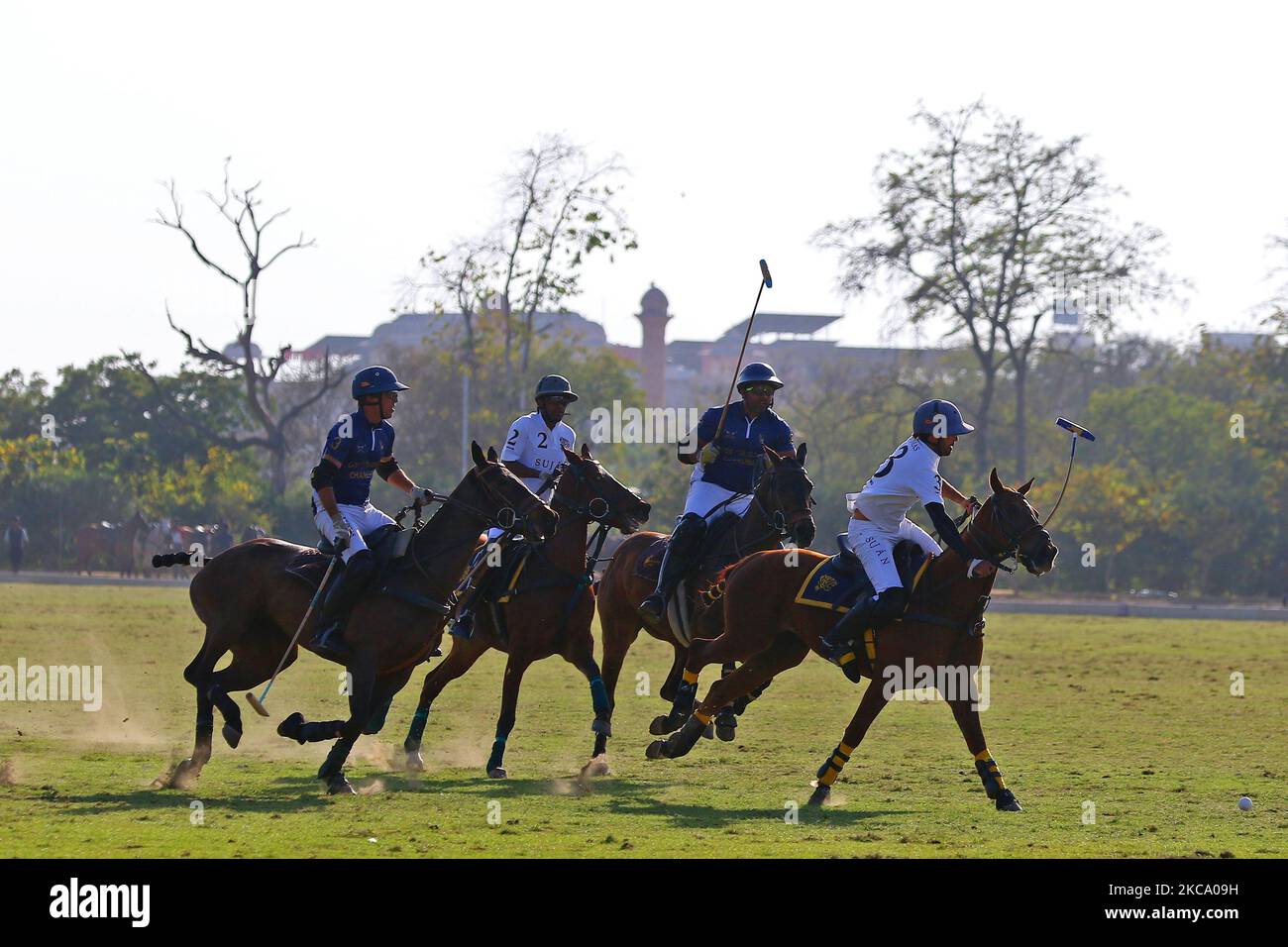 Players of Sujan Polo and Chandna Group teams in action during the ...