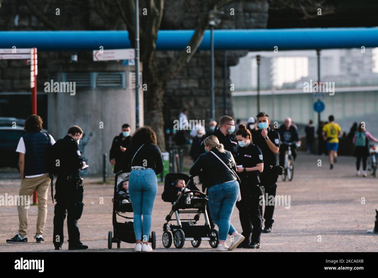 police pantrols along the bank of rhine river as Cologne extendend the ...