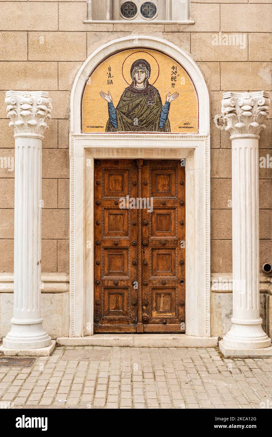 Athens, Greece - Orthodox large wooden door entrance Stock Photo - Alamy