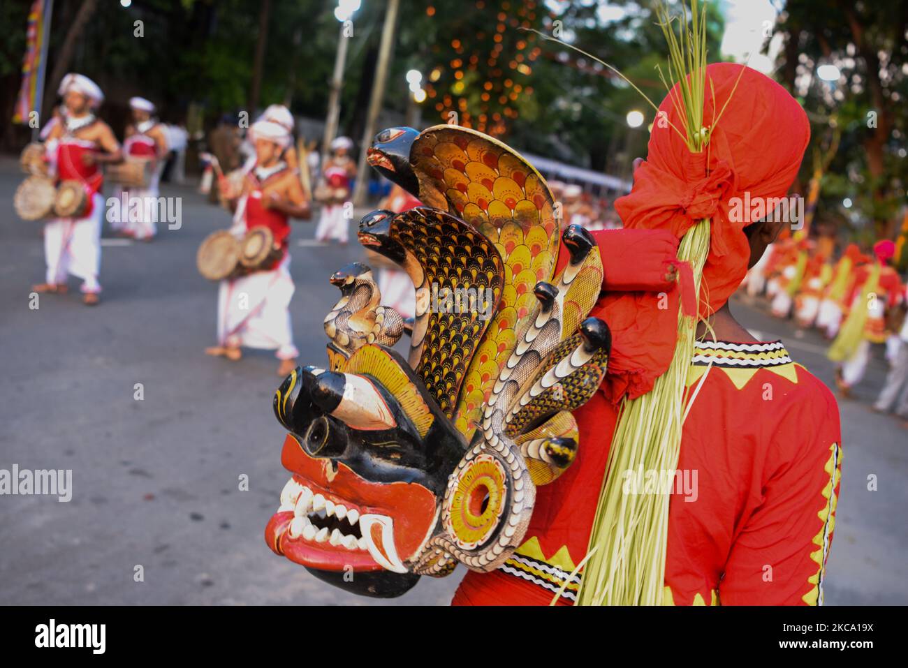 Sri Lankan traditional dancers getting ready to Nawam Perahara festival ...