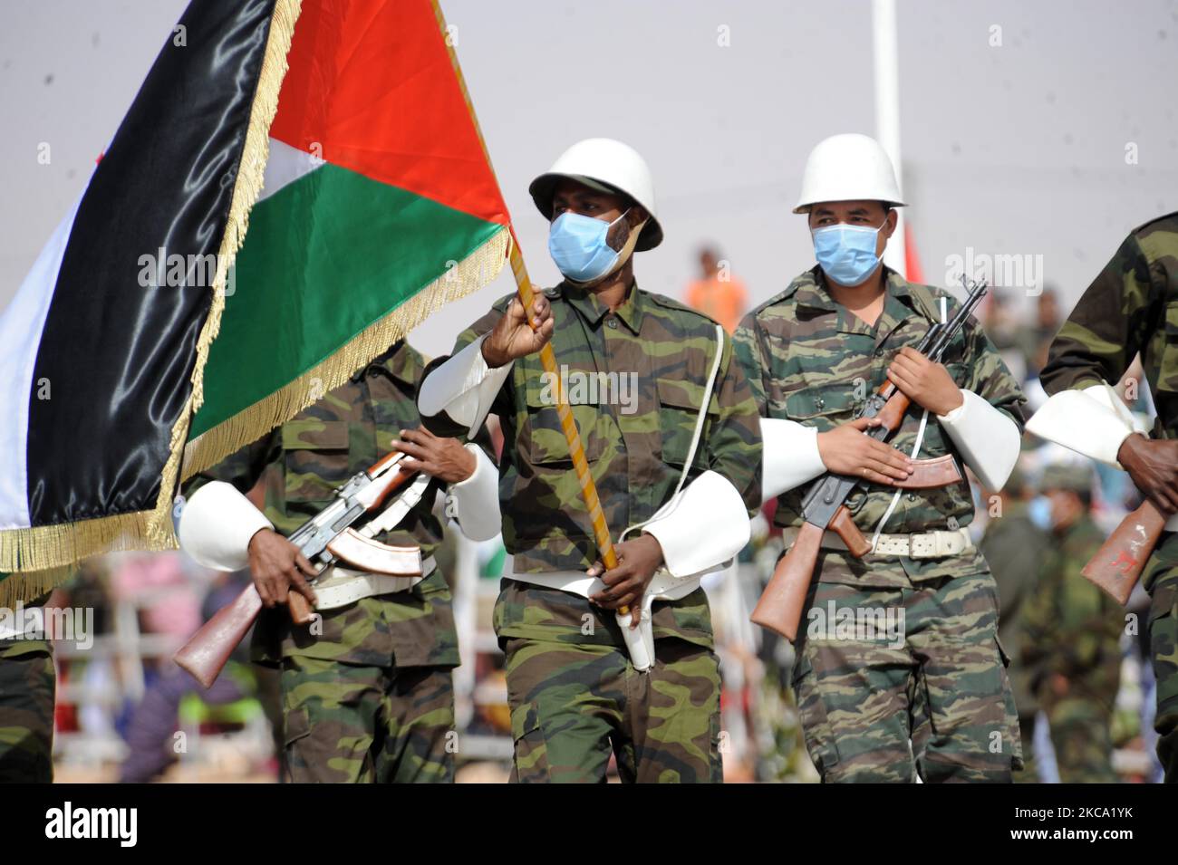 Sahrawi troops parade during the celebrations marking the 45th ...