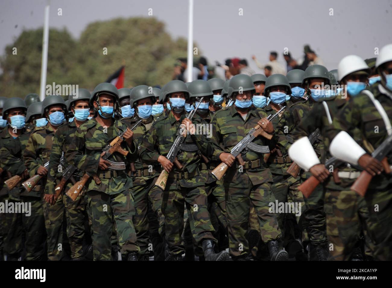 Sahrawi troops parade during the celebrations marking the 45th ...
