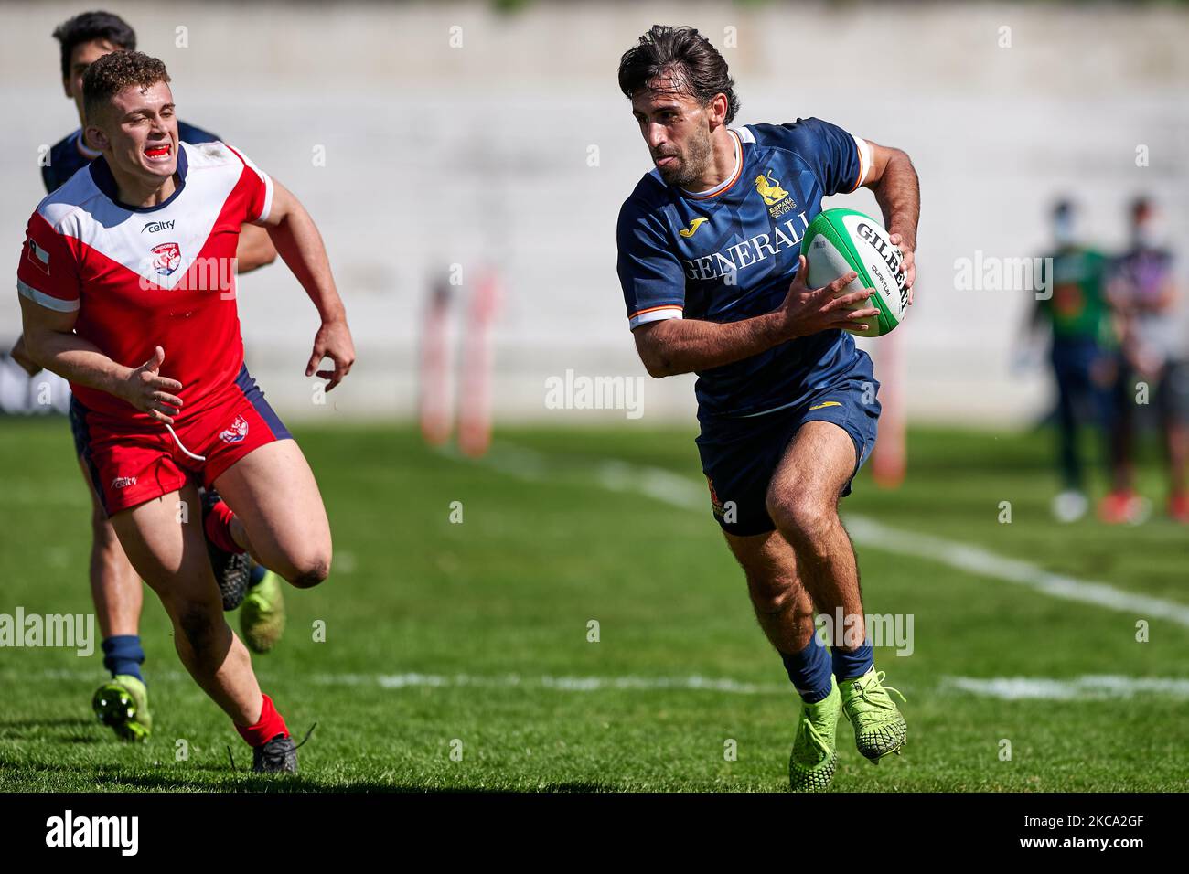 Players In action during the Madrid Rugby 7s match between Chile and ...