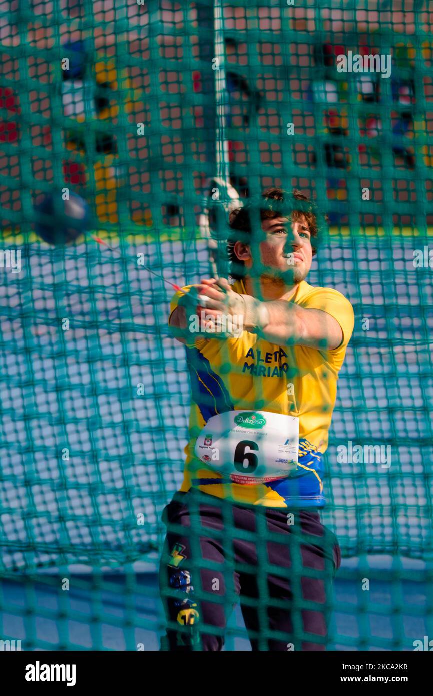 An athlete competing at the hammer throw during the Italian Winter Long ...