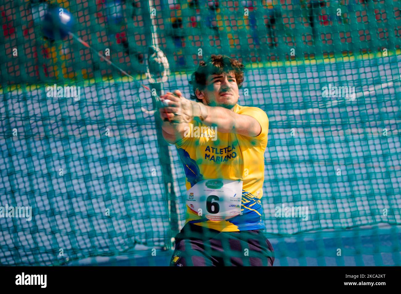 An athlete competing at the hammer throw during the Italian Winter Long ...