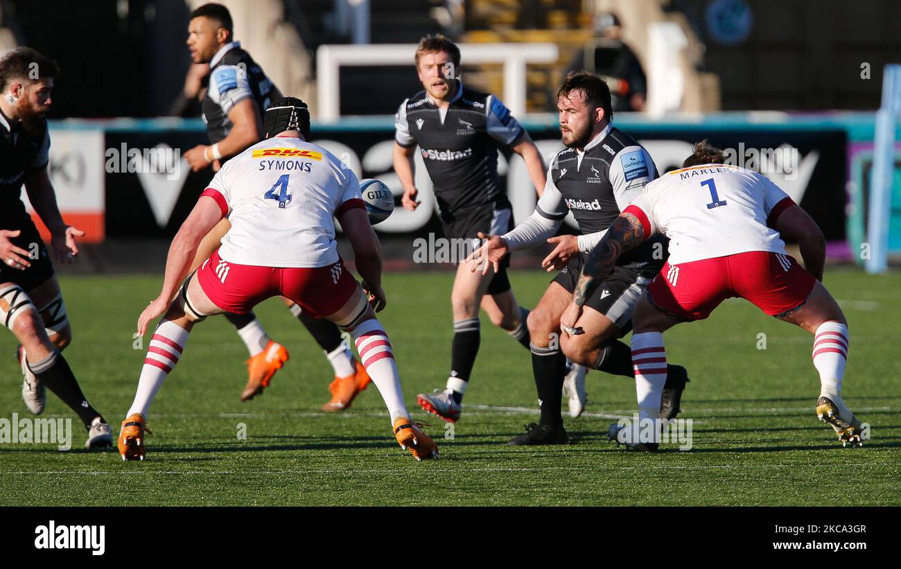 George mcguigan of newcastle falcons offloads hi-res stock photography ...