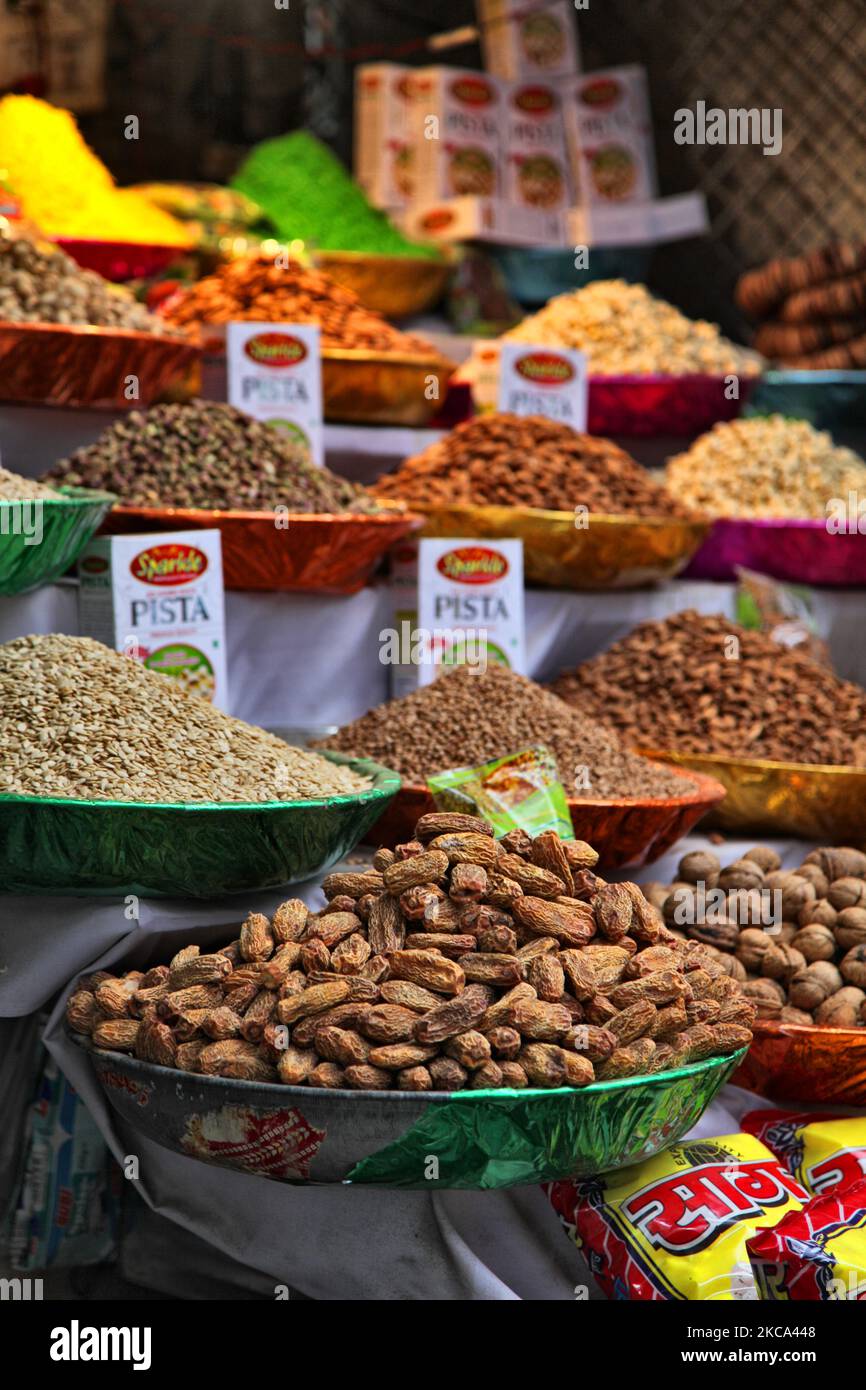 Nuts and snacks at a market food stall during Ramadan near the Jamia ...