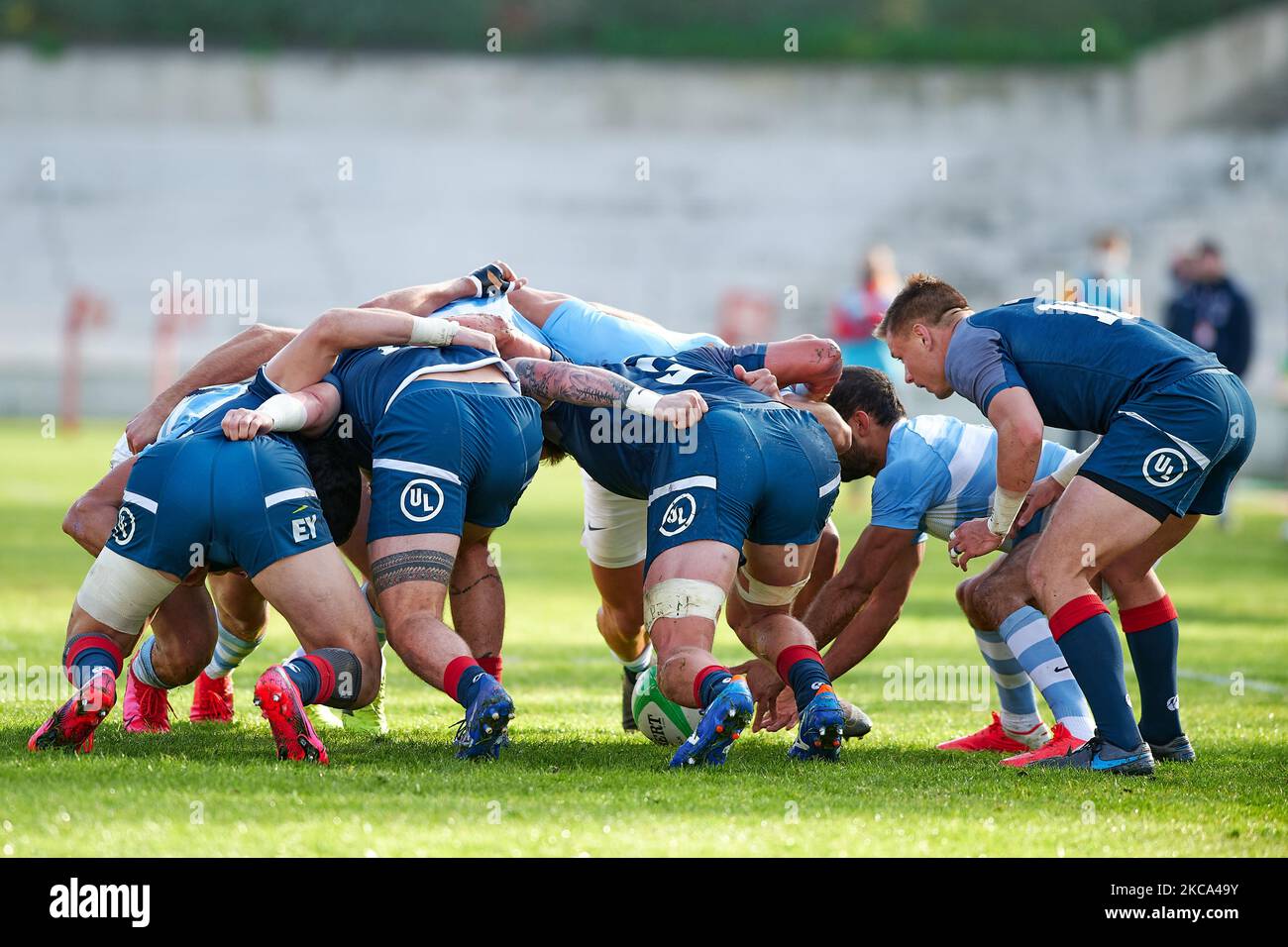 Players In action during the Madrid Rugby 7s match between Argentina ...