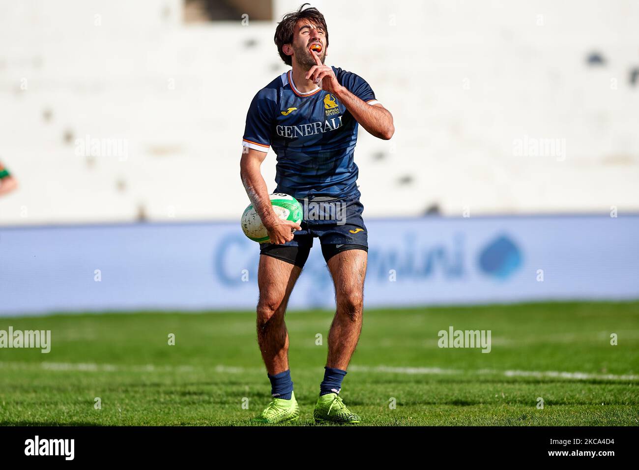 Players In action during the Madrid Rugby 7s match between Spain and ...