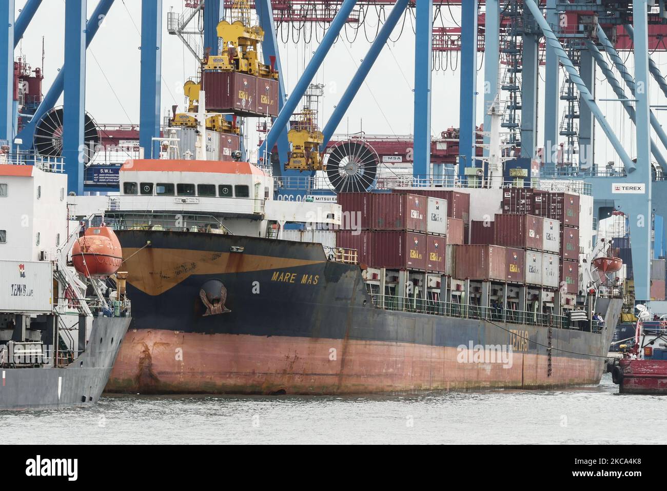 A pile of cargo at Jakarta International Container Terminal, Tanjung ...