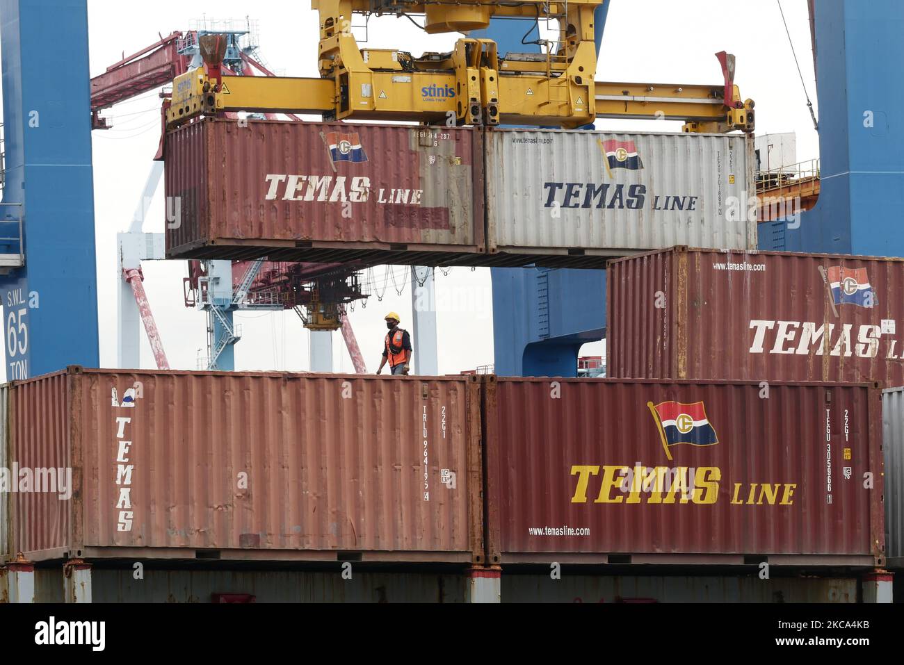 A pile of cargo at Jakarta International Container Terminal, Tanjung ...