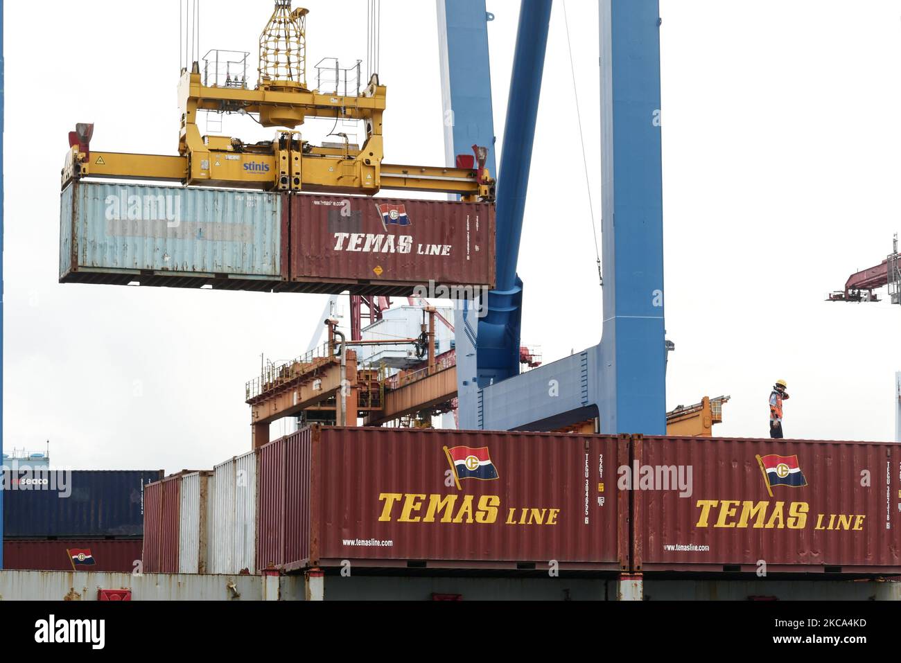 A pile of cargo at Jakarta International Container Terminal, Tanjung ...