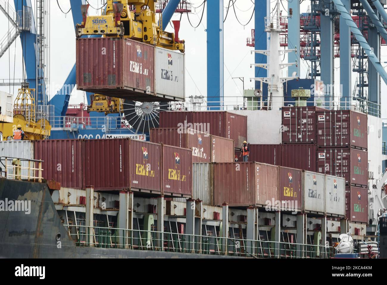 A pile of cargo at Jakarta International Container Terminal, Tanjung ...