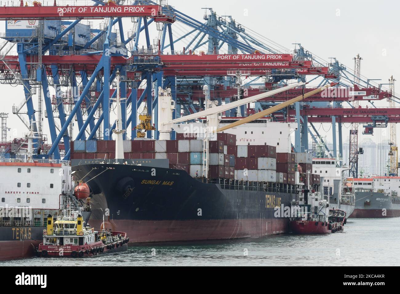 A pile of cargo at Jakarta International Container Terminal, Tanjung ...