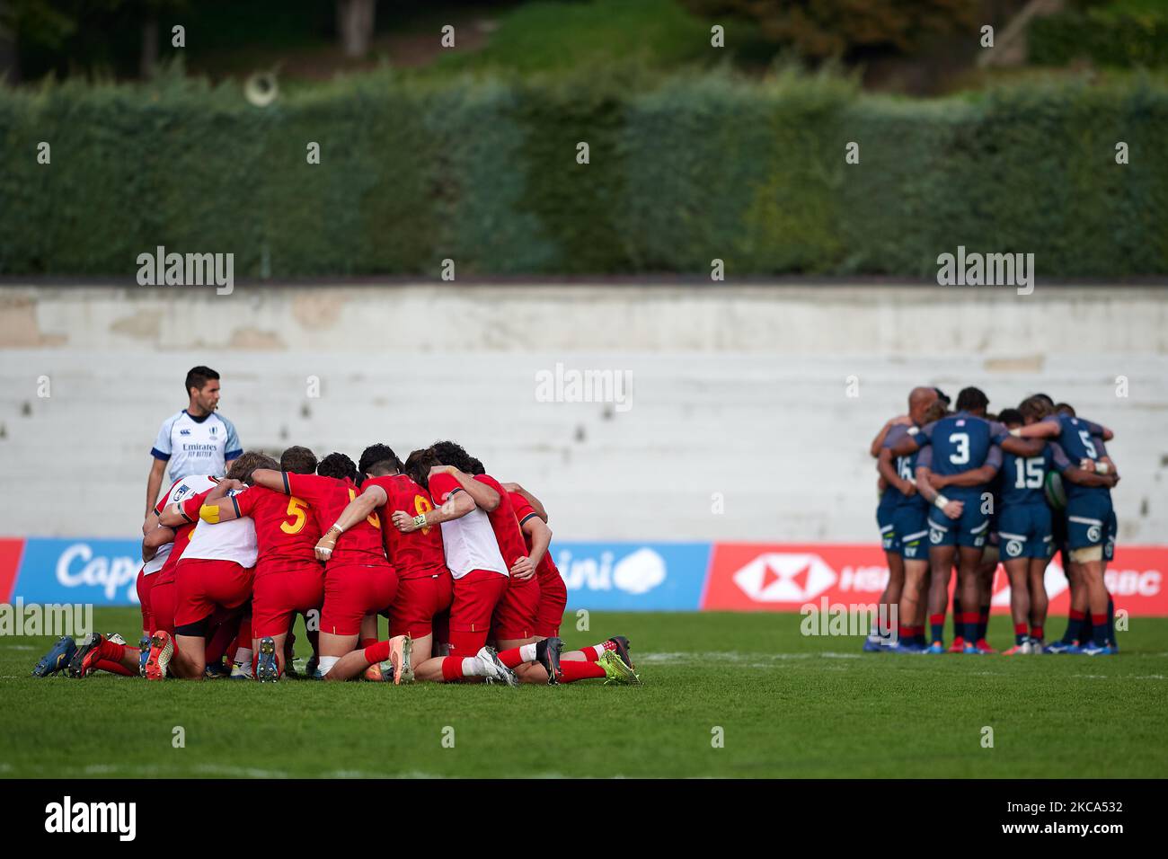 Players In action during the Madrid Rugby 7s match between Spain and ...