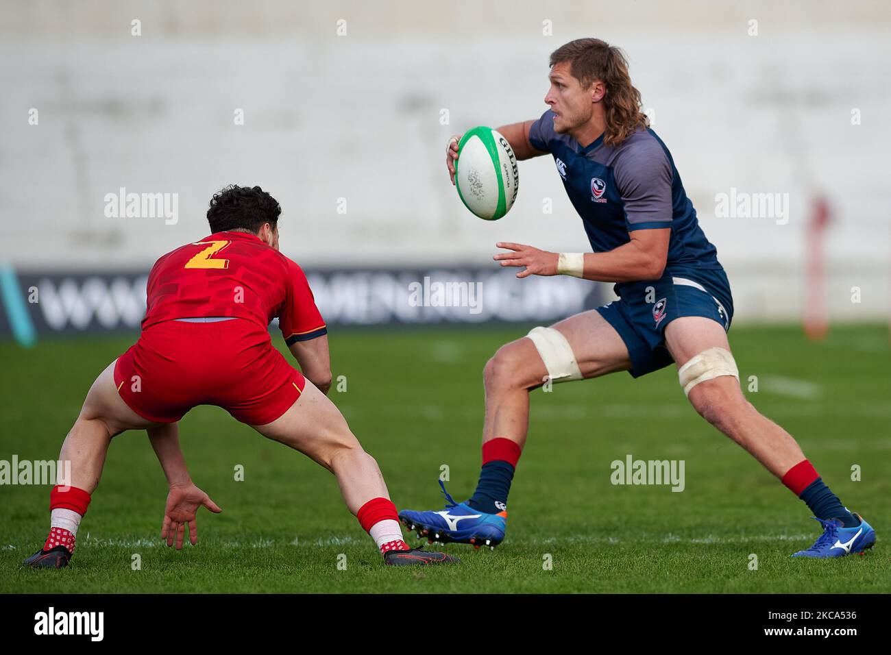Players In action during the Madrid Rugby 7s match between Spain and ...