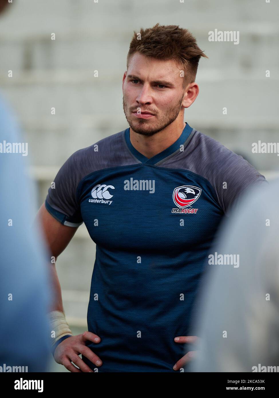 Players In action during the Madrid Rugby 7s match between Spain and ...