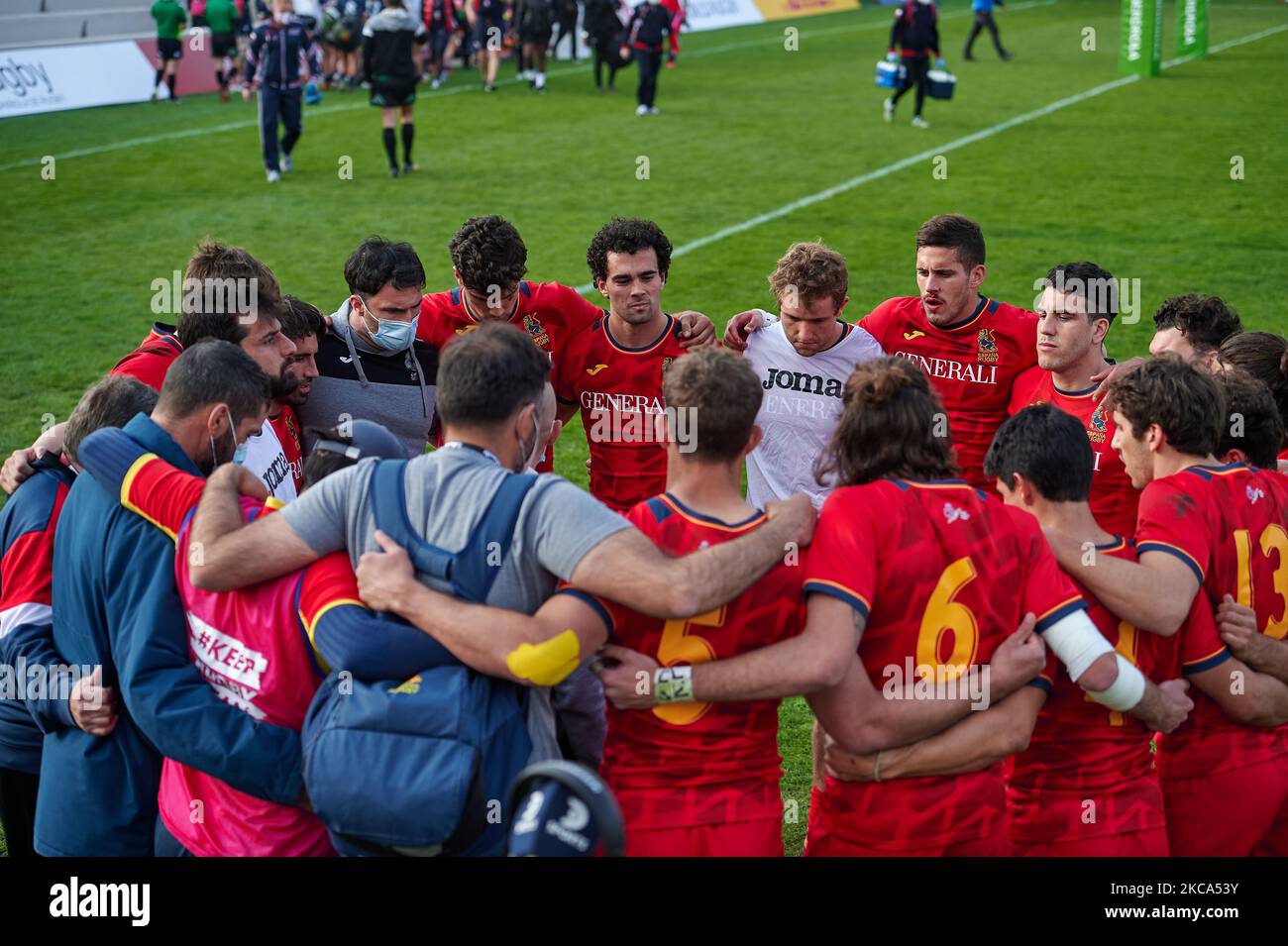 Players In action during the Madrid Rugby 7s match between Spain and ...