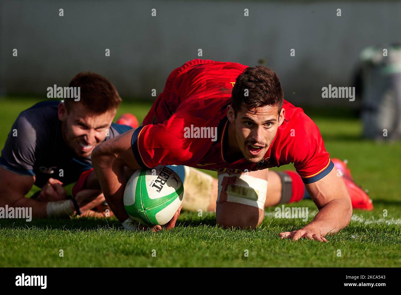 Players In action during the Madrid Rugby 7s match between Spain and ...