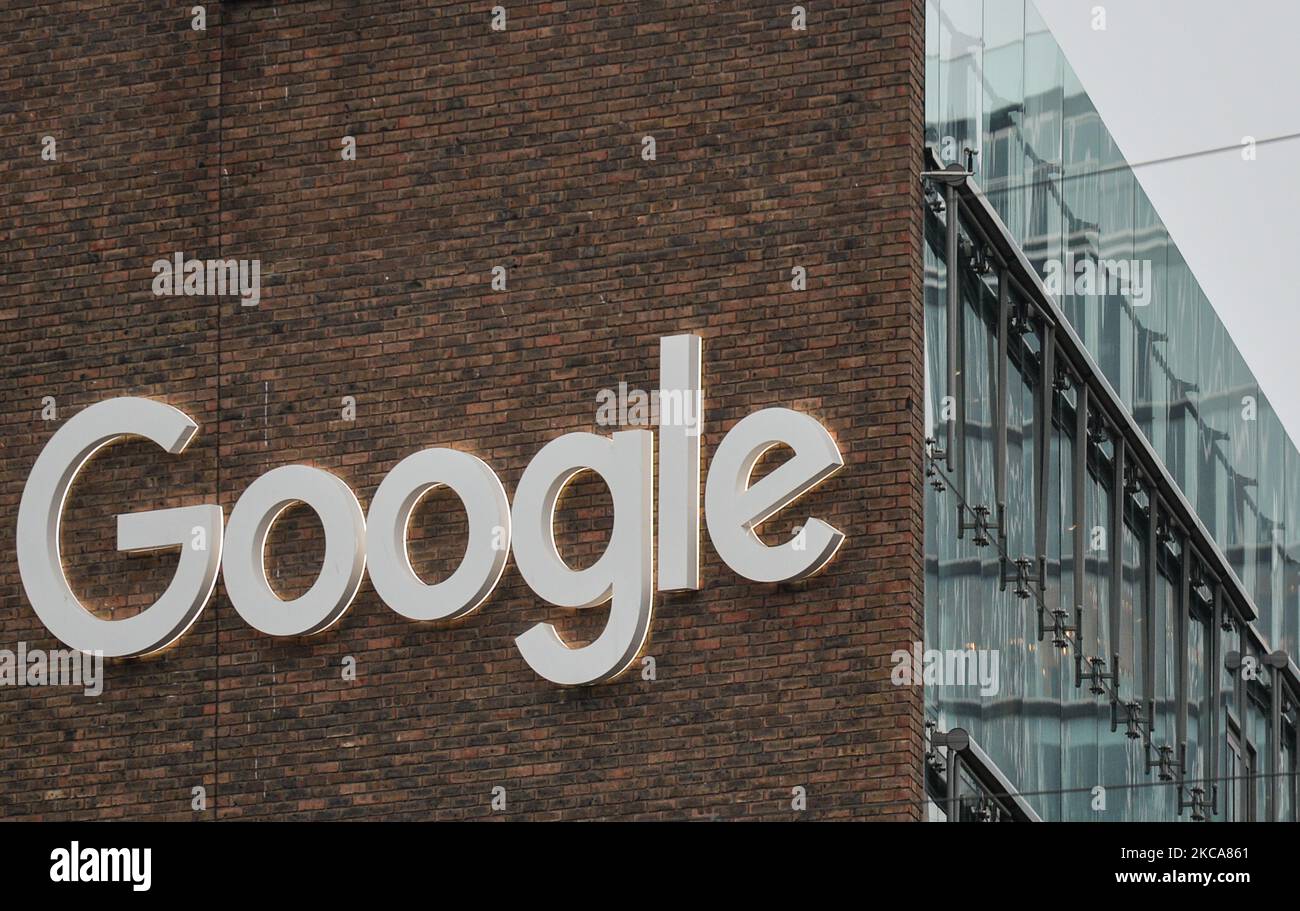 A view of Google logo on a Google building GRCQ1 in Dublin's Grand ...