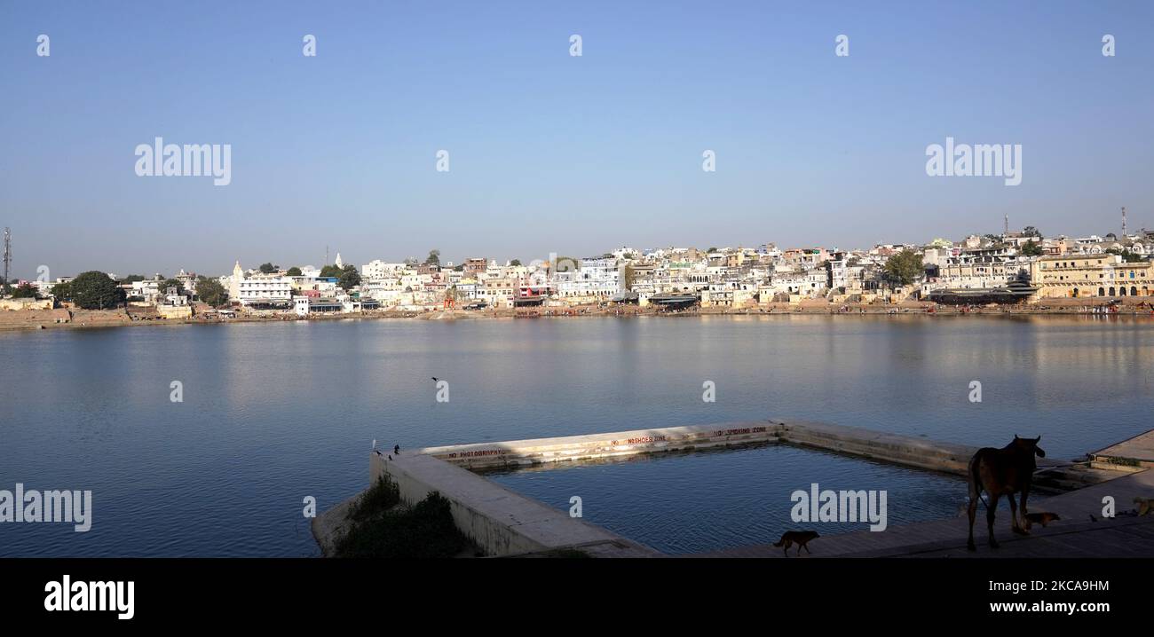 A View of holy Pushkar lake, in the Indian state of Rajasthan, on 01 ...