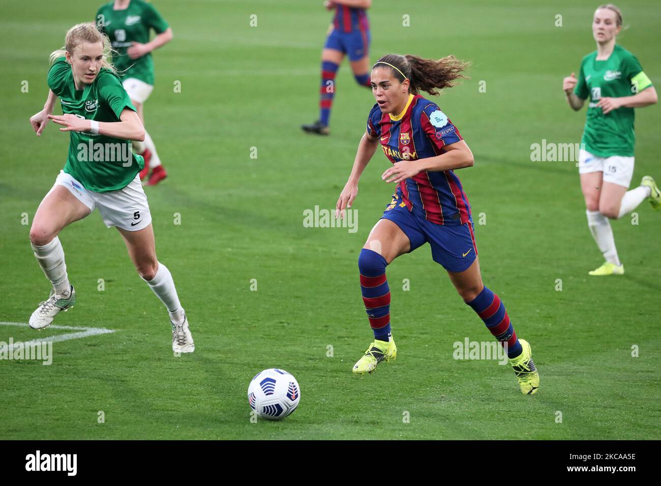 Emily Garnier and Andrea Falcon during the match between FC Barcelona ...