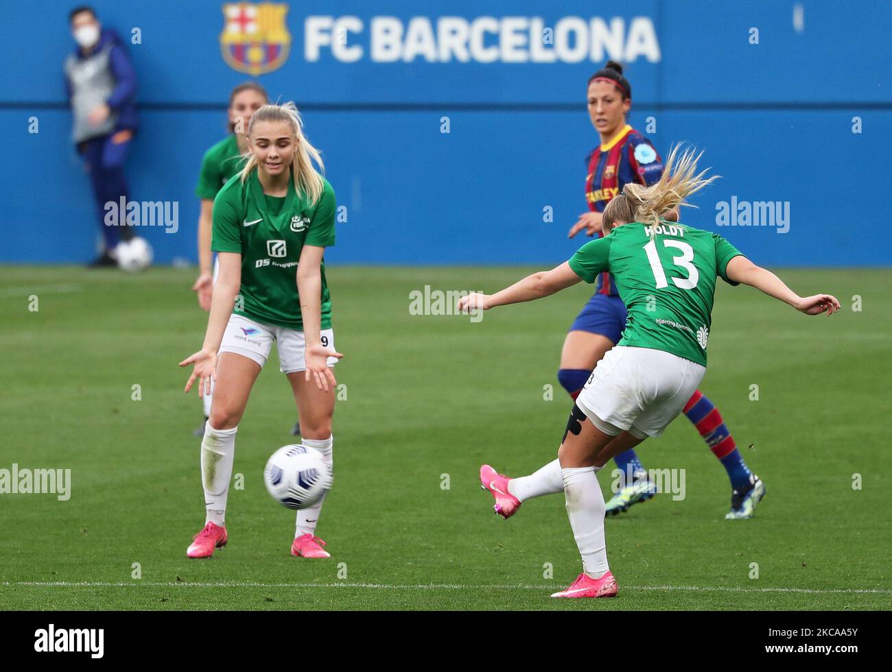 Sofie Lundgaard and Olivia Holdt during the match between FC Barcelona ...