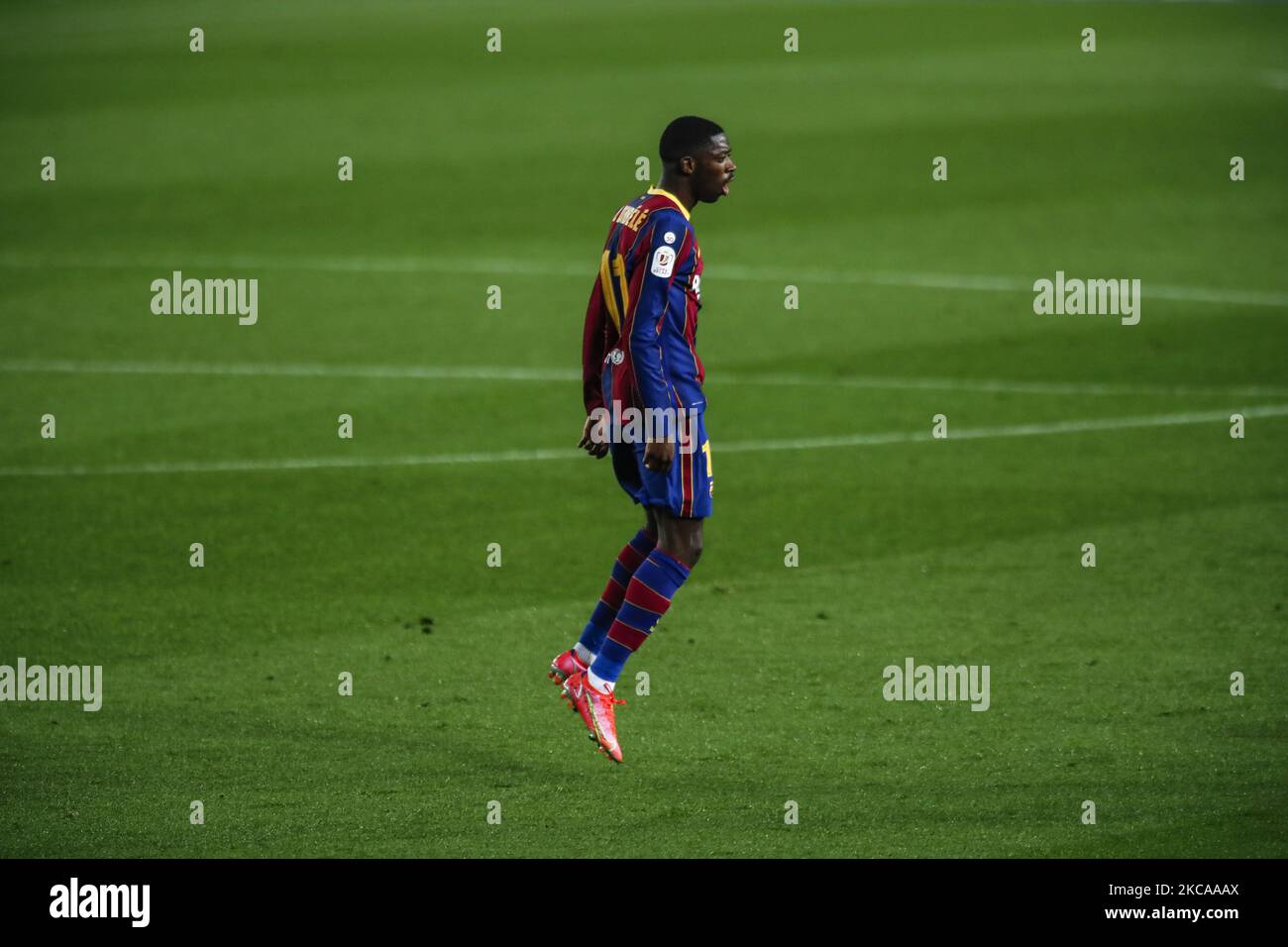 11 Ousmane Dembele of FC Barcelona celebrating his goal during the ...