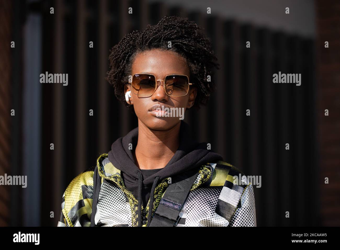 A model attends the Valentino fashion show during Milan Fashion Week ...