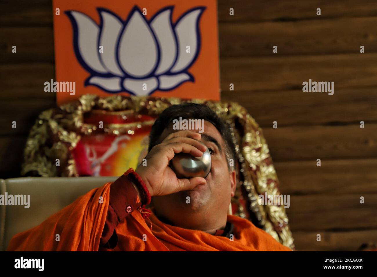 BJP J&K President, Ravinder Raina is seen during an Interview at BJP Headquarter, Trikuta Nagar ...
