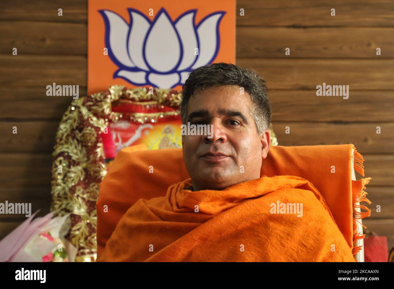 BJP J&K President, Ravinder Raina is seen during an Interview at BJP ...