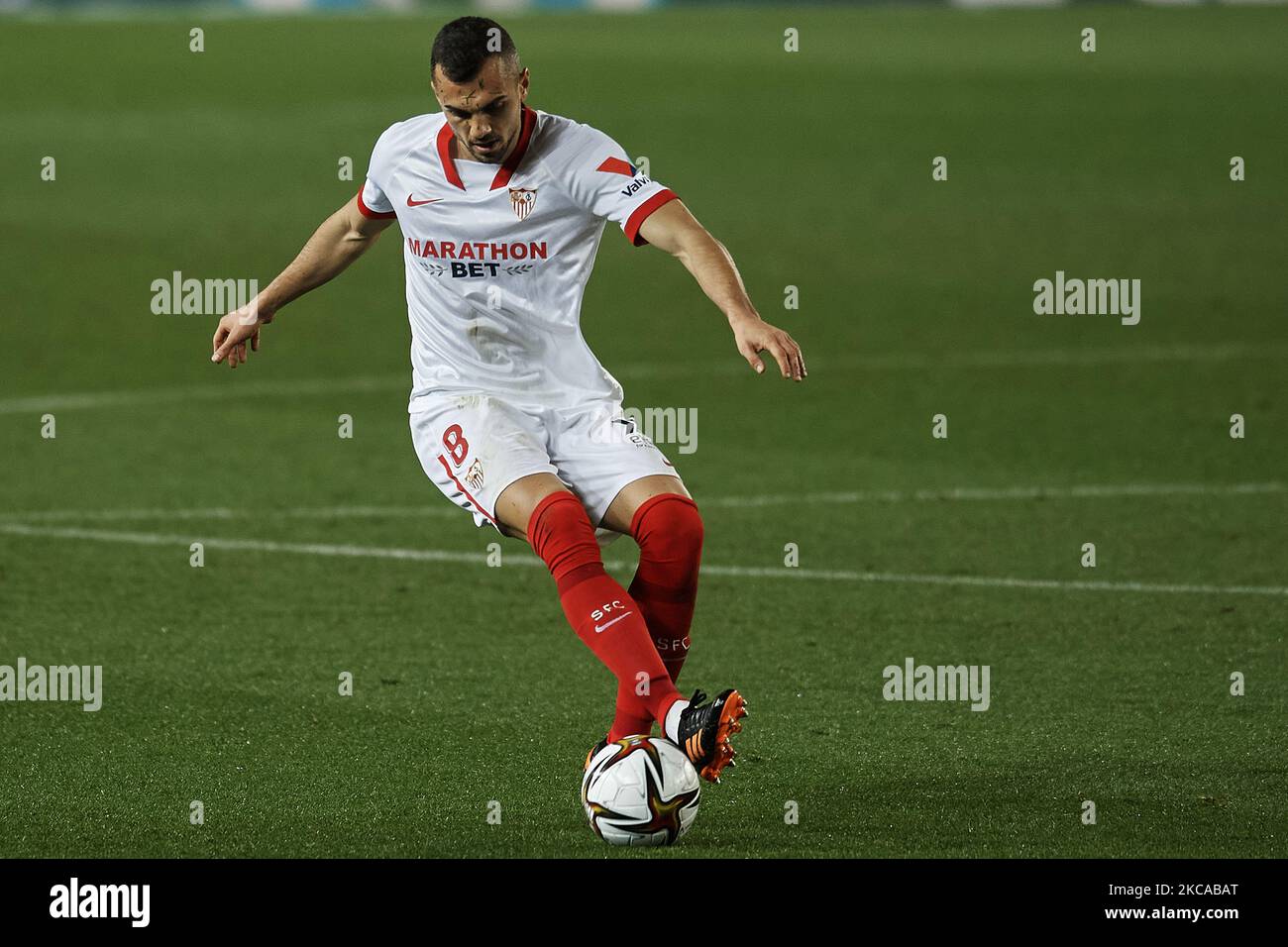 Joan Jordan of Sevilla controls the ball during the Copa del Rey Semi ...