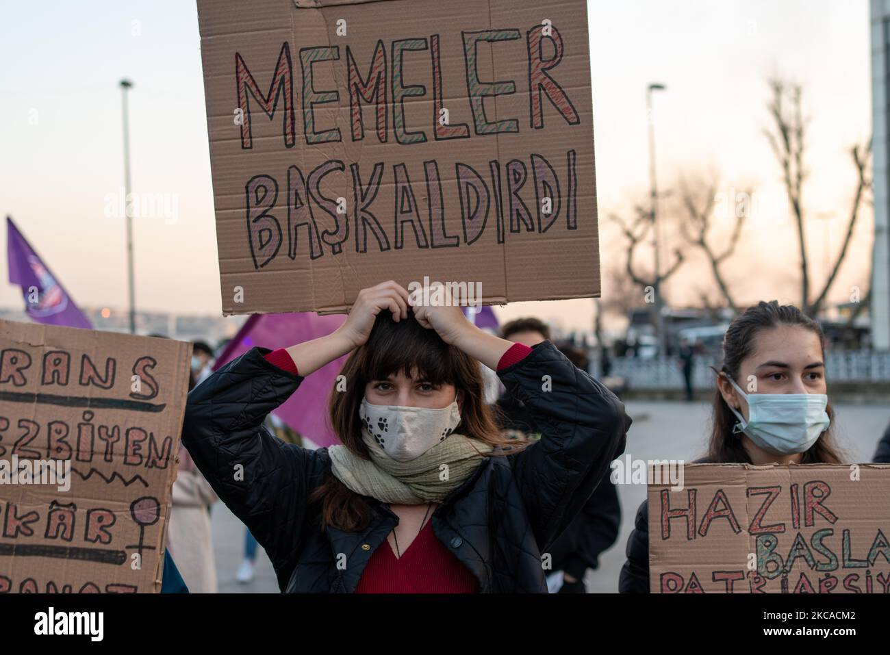 Women in Istanbul, Turkey gathered on March 5, 2021 to protest the ...