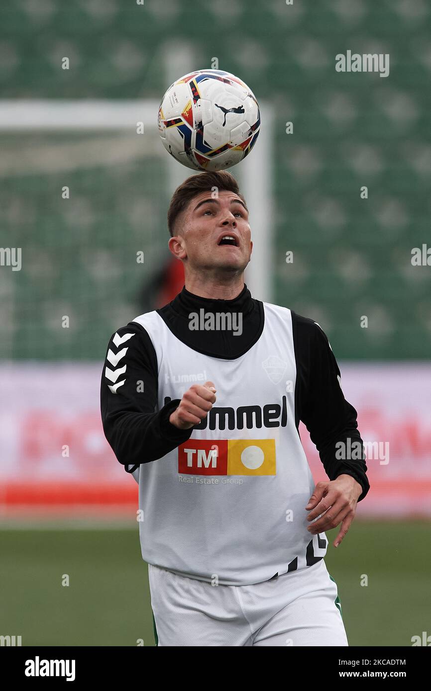 Raul Guti of Elche during the warm-up before the La Liga Santander ...