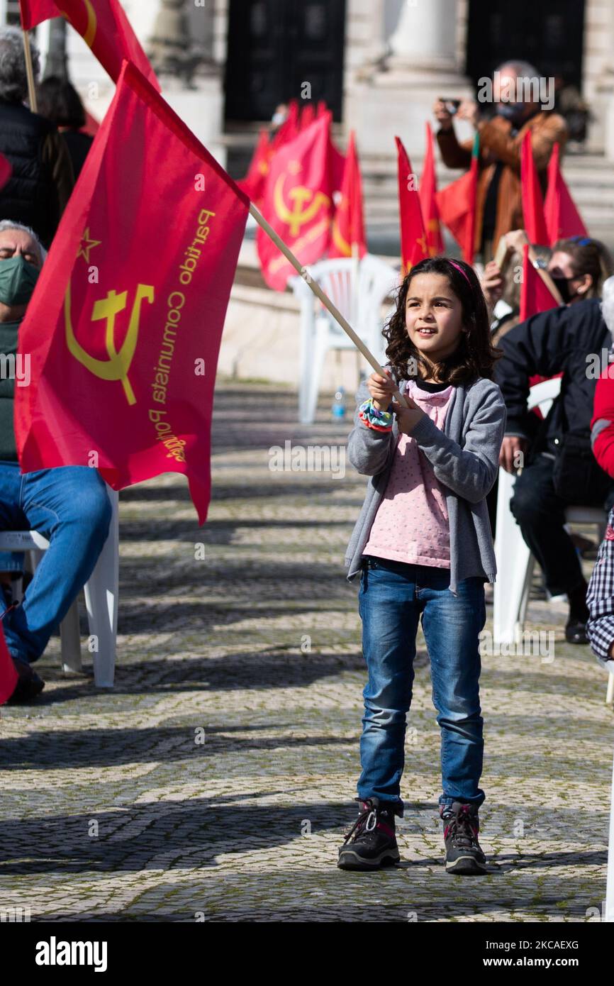 A kid celebrate the Portuguese Communist Party Celebrates its Centenary ...