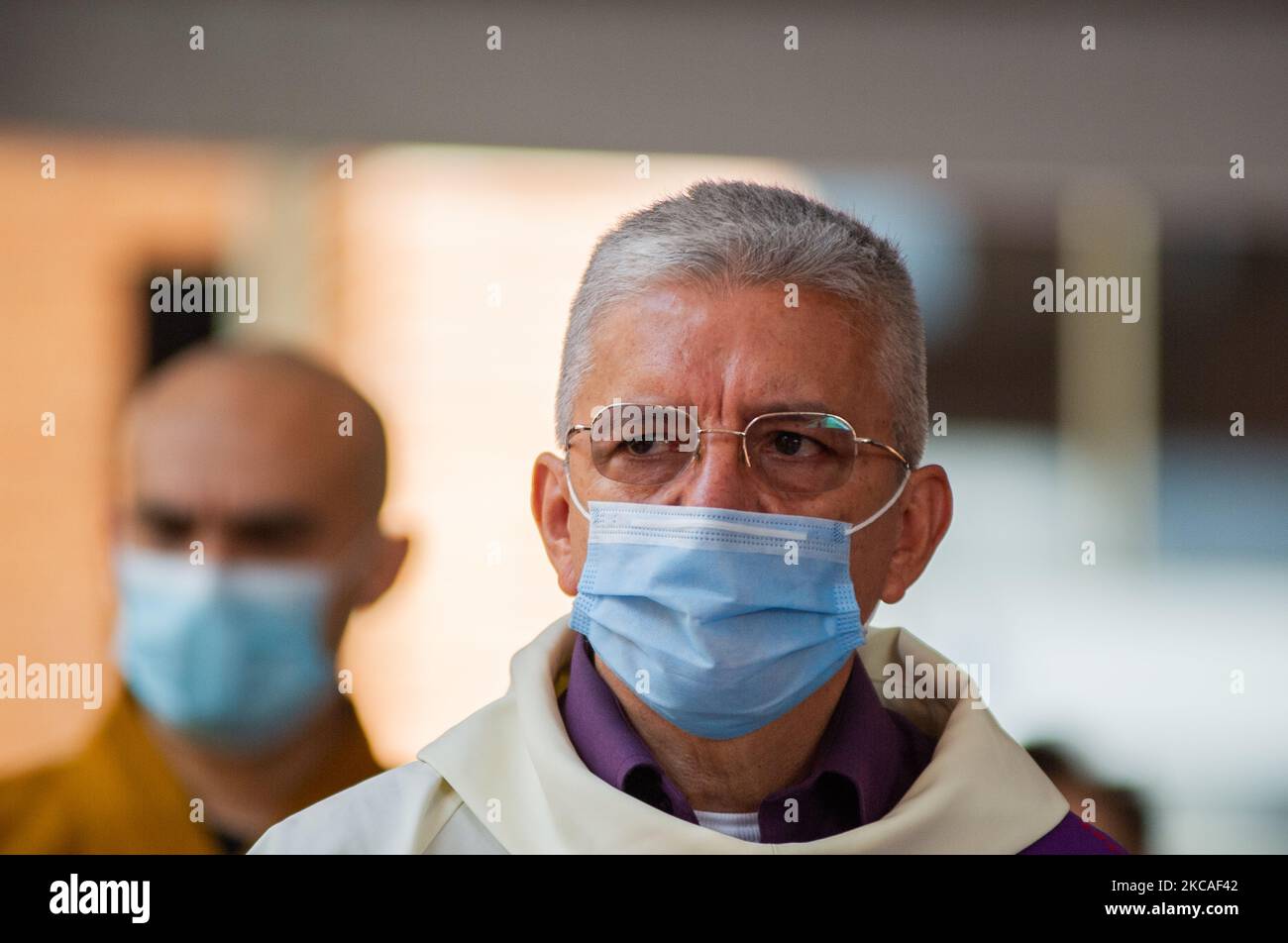 A Catholic Religion Priest gives a ceremony during the commemoration of ...