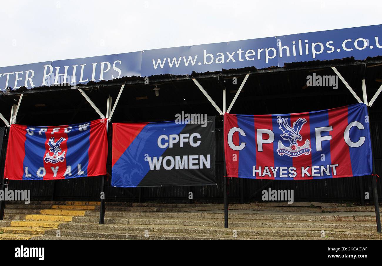 A general view of flags on display at the ground during FA Women's ...