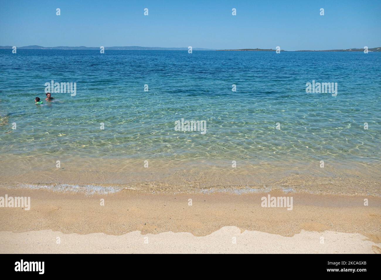 Aretes beach in Toroni area in Halkidiki. The beach with the golden ...
