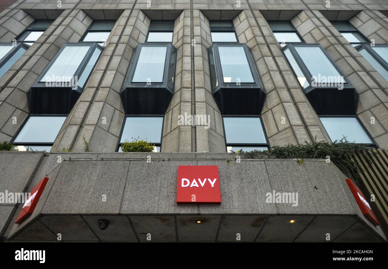 Davy logos seen at the entrance to Davy headquarters in Dawson Street ...